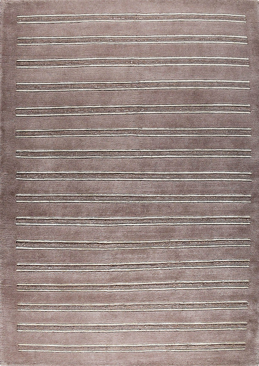 Hand Knotted Striated Pico Chicago Grey Area Rug Carpet