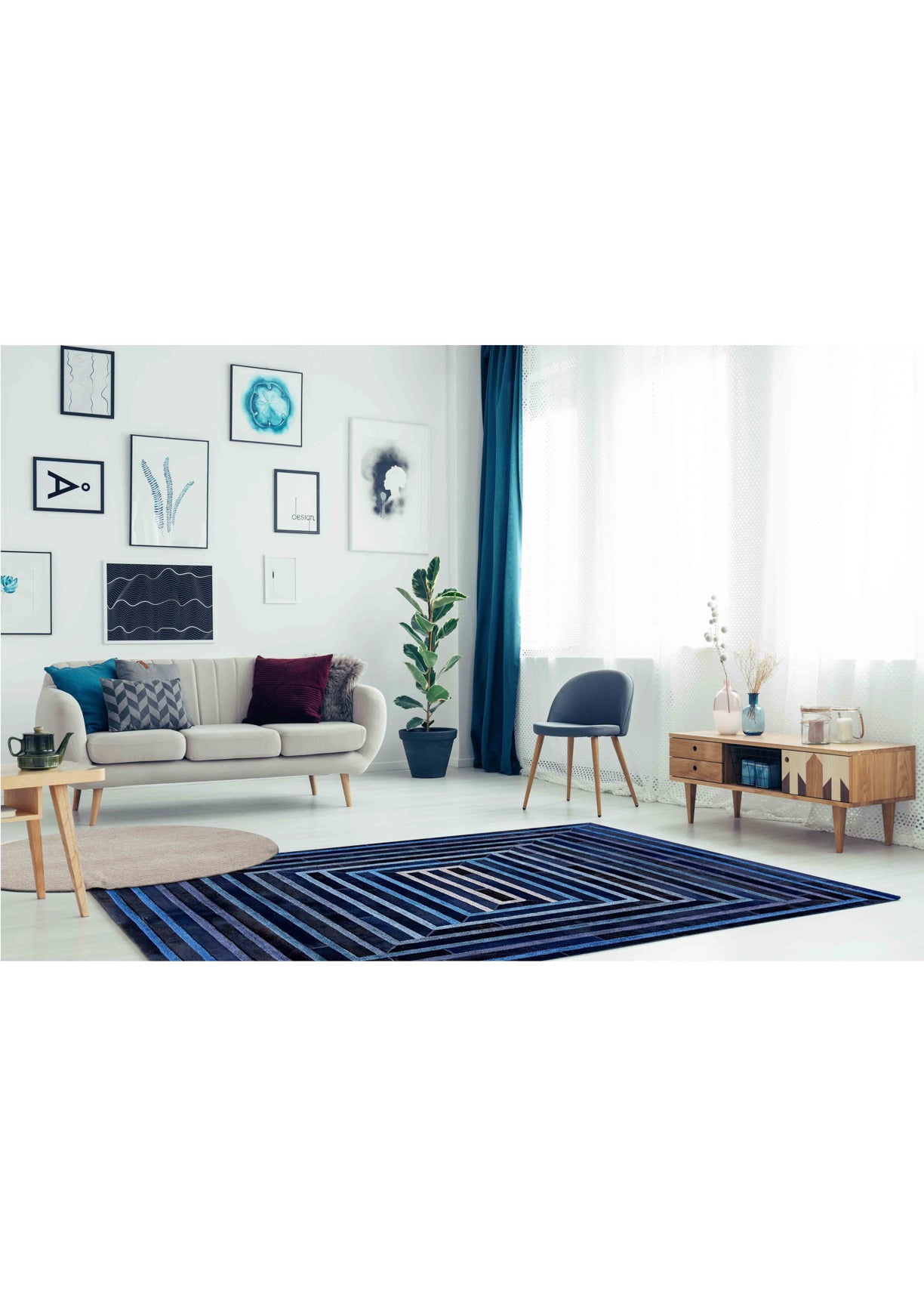 Luxury Hand Tufted Rio Cobalt/Indigo Area Rug Carpet - Matliving USA