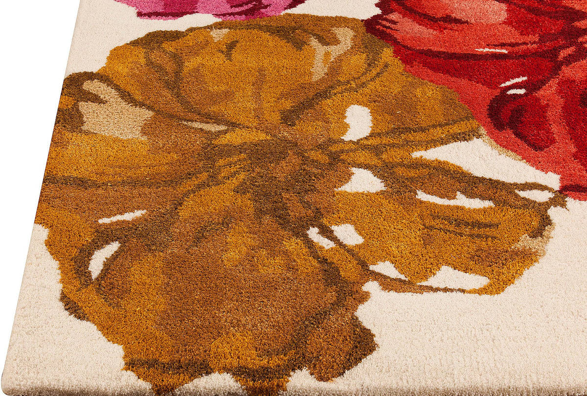 Hand-Tufted Stylized Floral Spring Red/Rust Area Rug Carpet