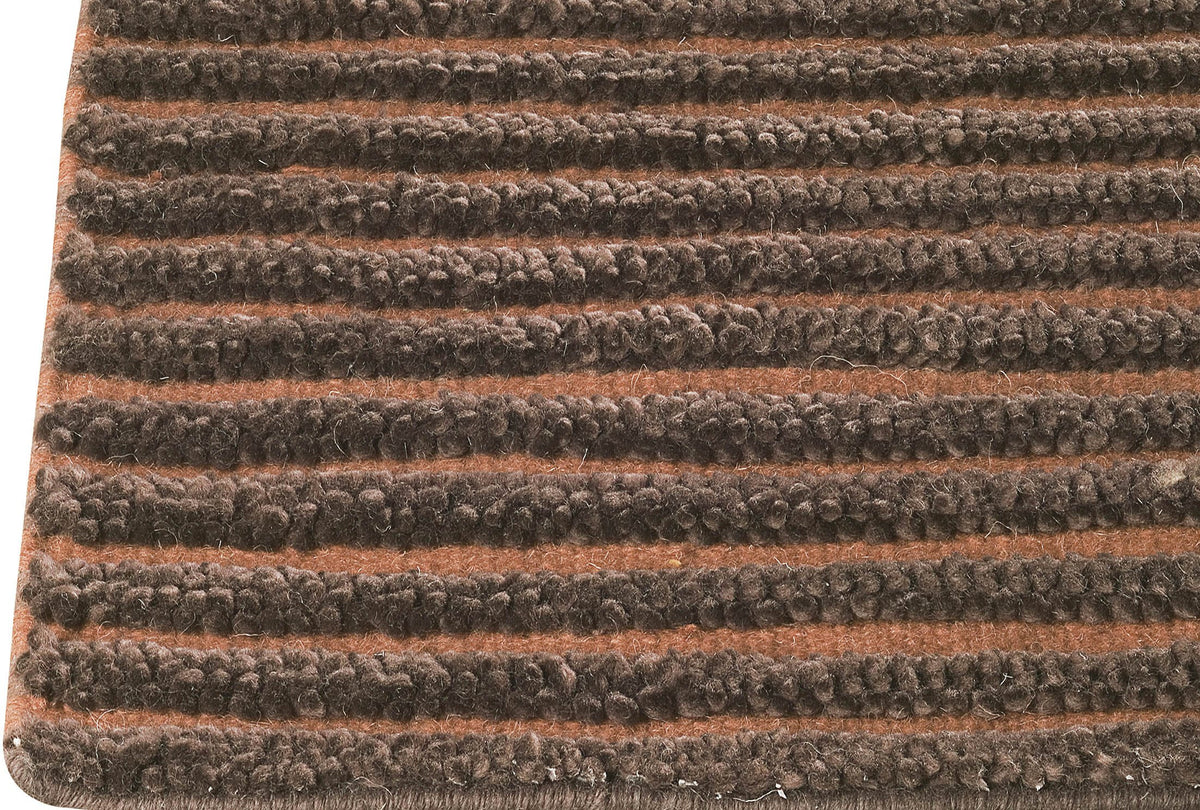 Hand Woven Striated Textured Surface Goa Brown Area Rug Carpet