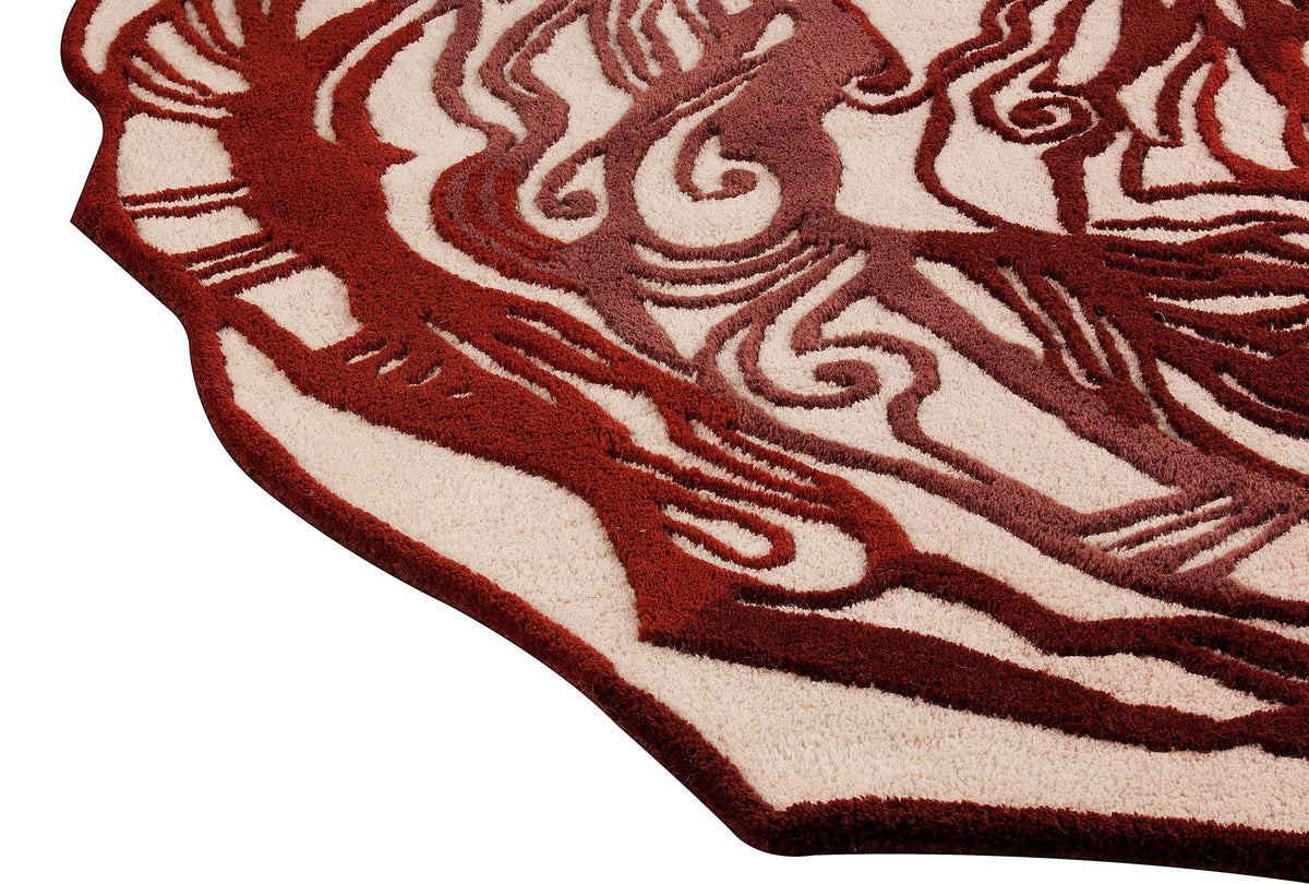 Hand-Tufted Floral Shaped Hibiscus Burgundy Area Rug Carpet