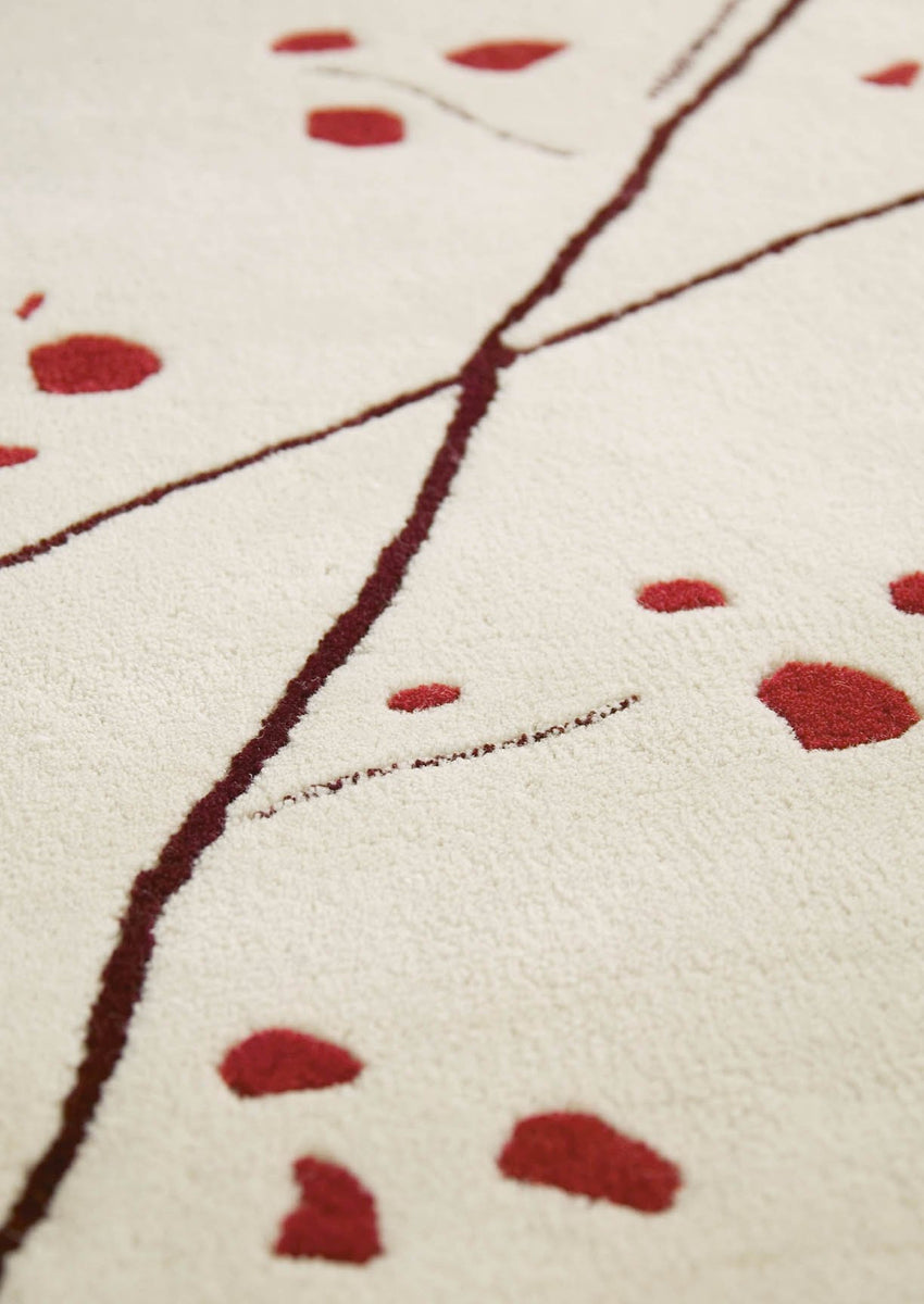 Floral Vinson Inari White/Red Area Rug - Mat Living USA