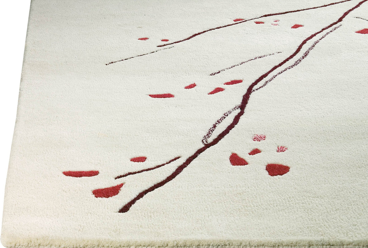 Floral Vinson Inari White/Red Area Rug - Mat Living USA