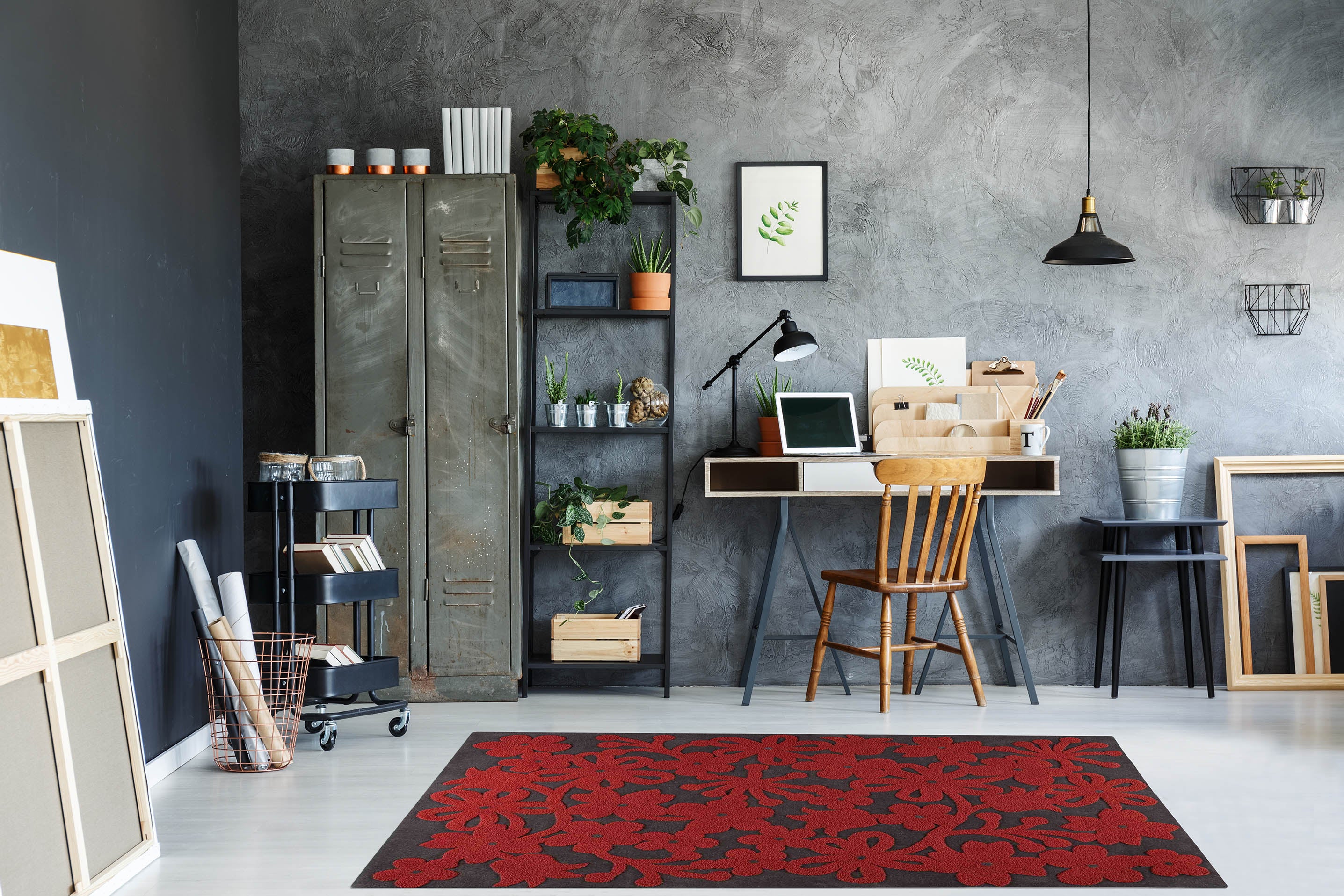 Bold Floral Newport Dark Grey/Red Area Rug Carpet Sale