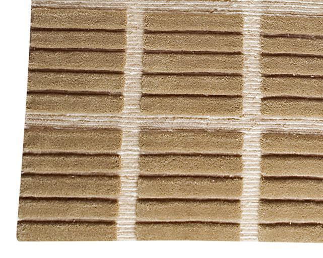 Hand Knotted Geometric Square Piano Beige Area Rug Carpet