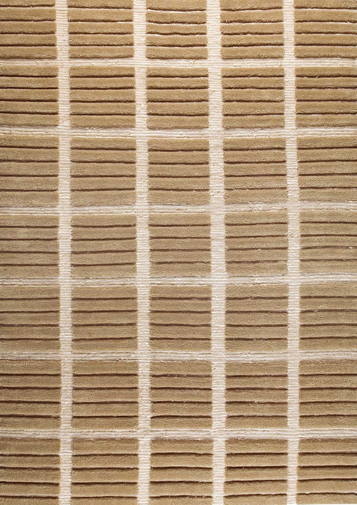 Hand Knotted Geometric Square Piano Beige Area Rug Carpet