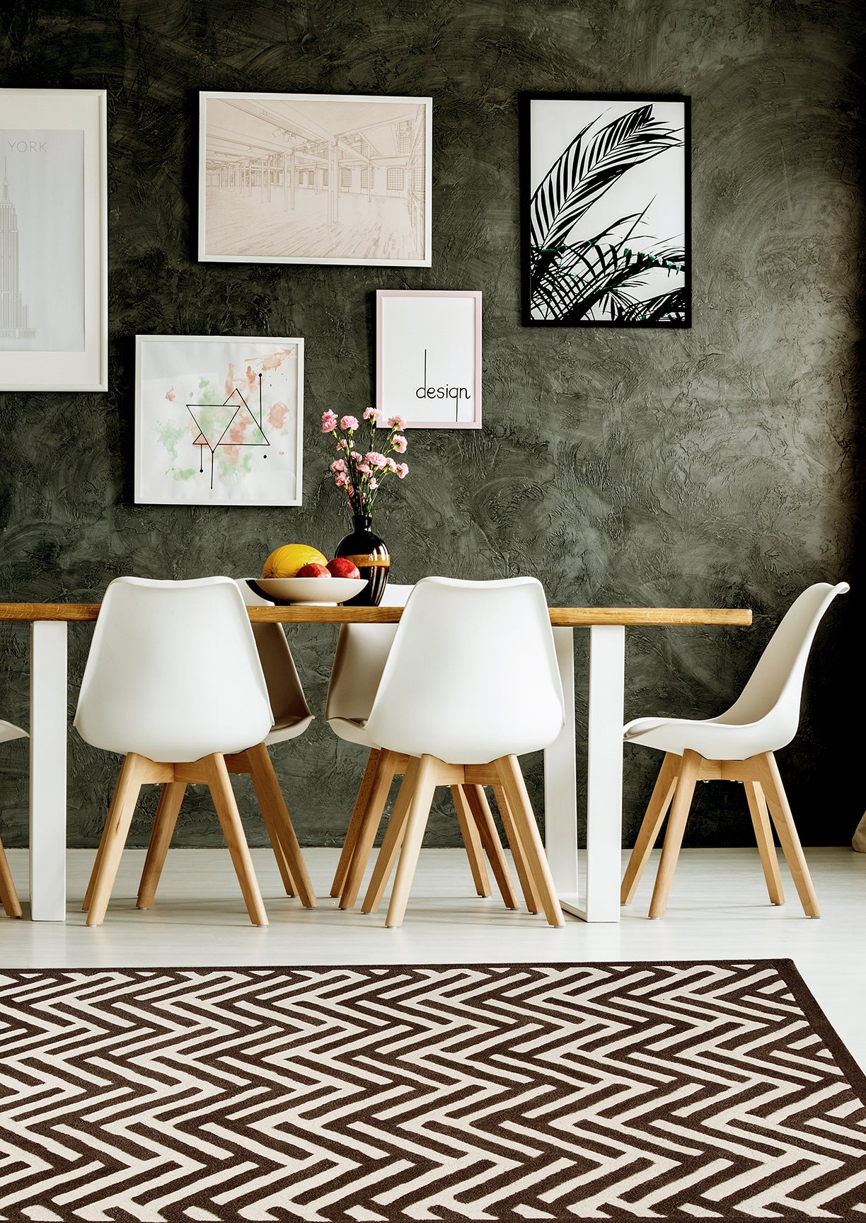 Hand-Tufted Chevron Pattern Vinson Brown Area Rug Carpet